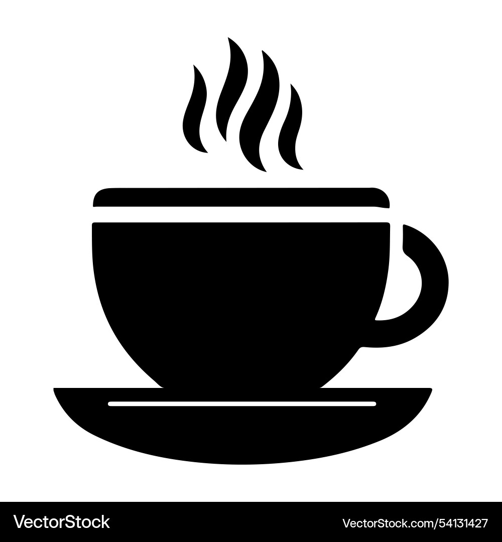 Black coffee cup sticker icon silhouette Vector Image