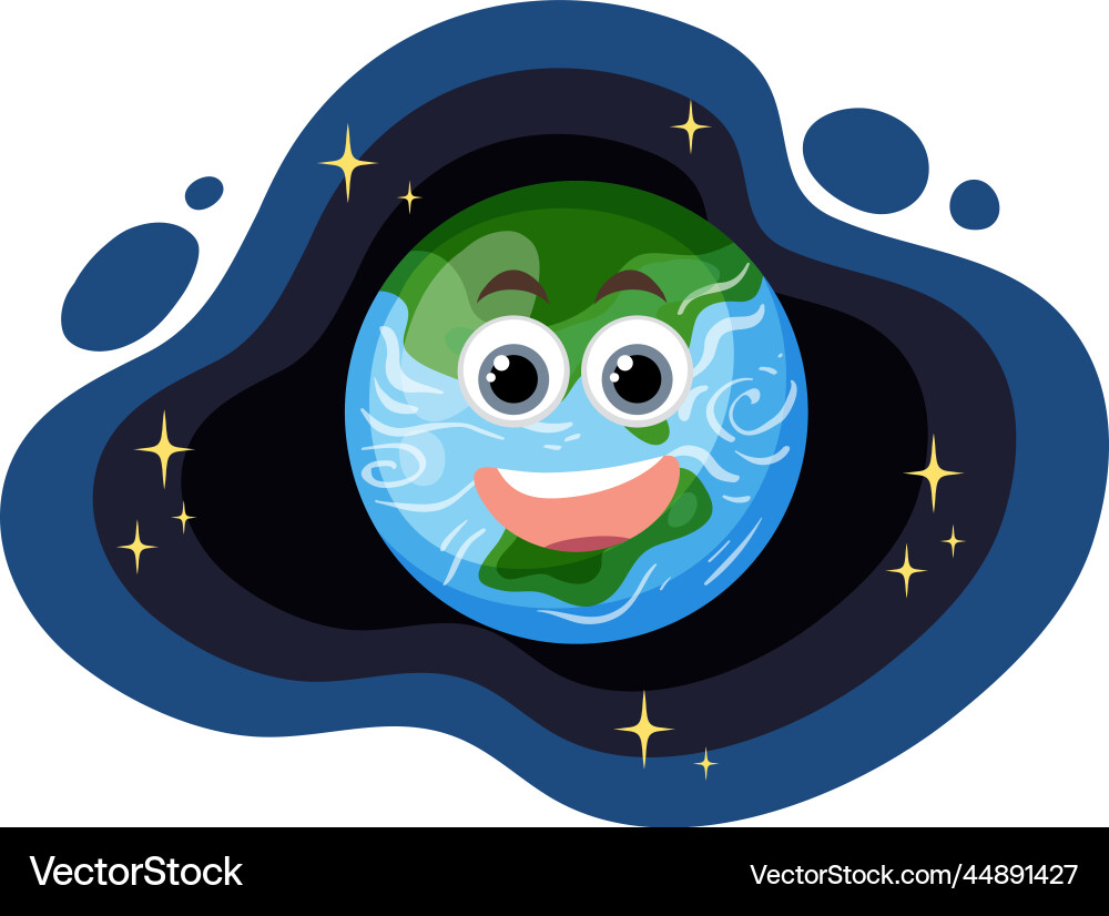 Cartoon earth planet with facial expression Vector Image