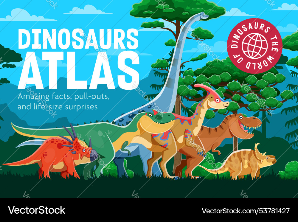 Dinosaur Encyclopedia - Cute Dino Kids Royalty Free Vector