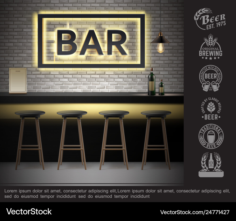Realistic bar interior template Royalty Free Vector Image