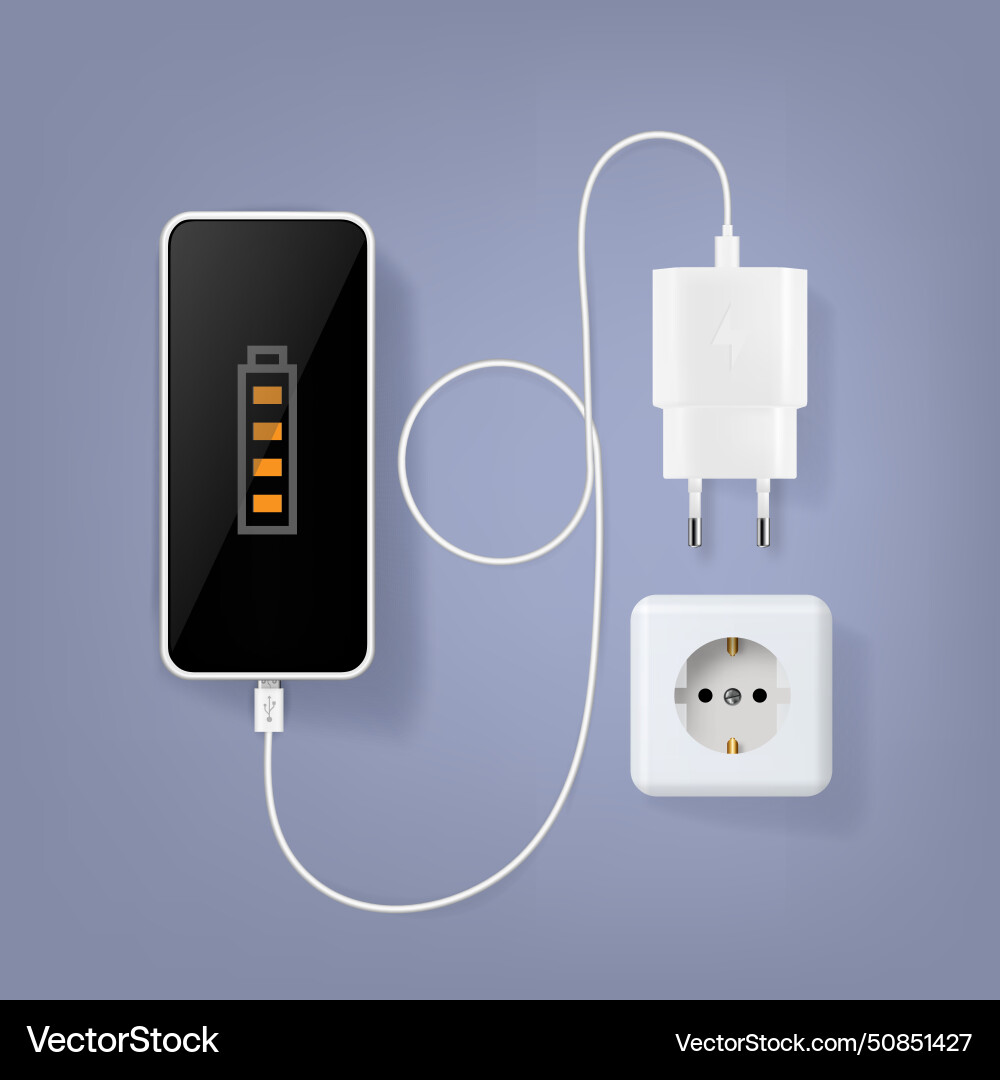 Realistic smartphone charger Royalty Free Vector Image