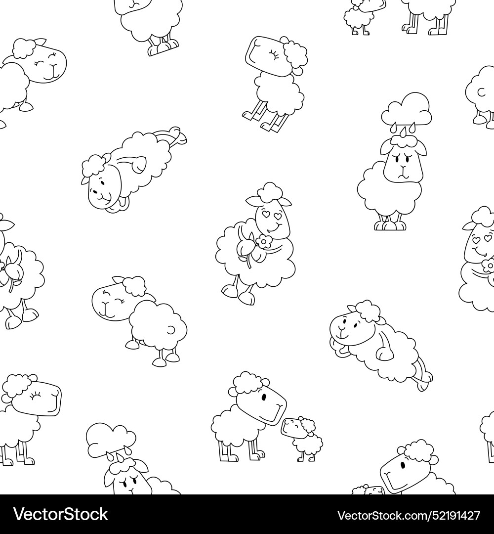 Sheep character cartoon coloring page Royalty Free Vector