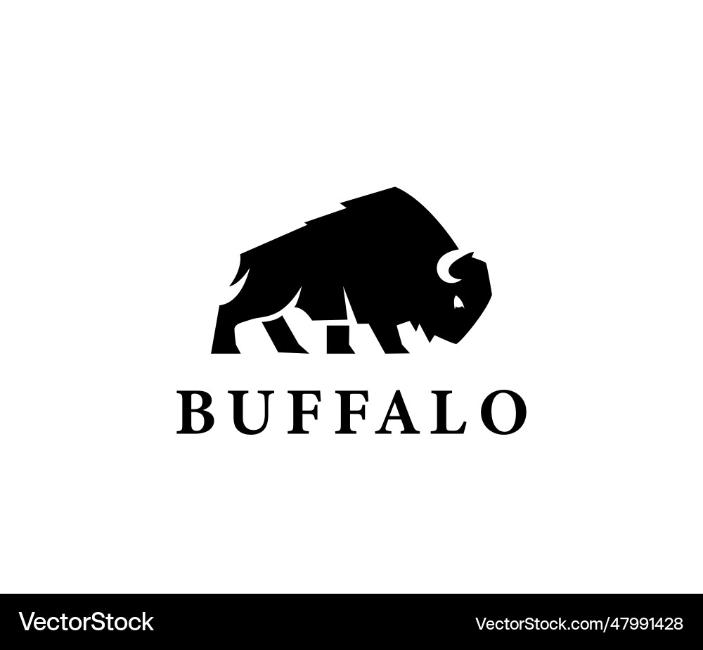 Bison buffalo bull silhouette logo st Royalty Free Vector