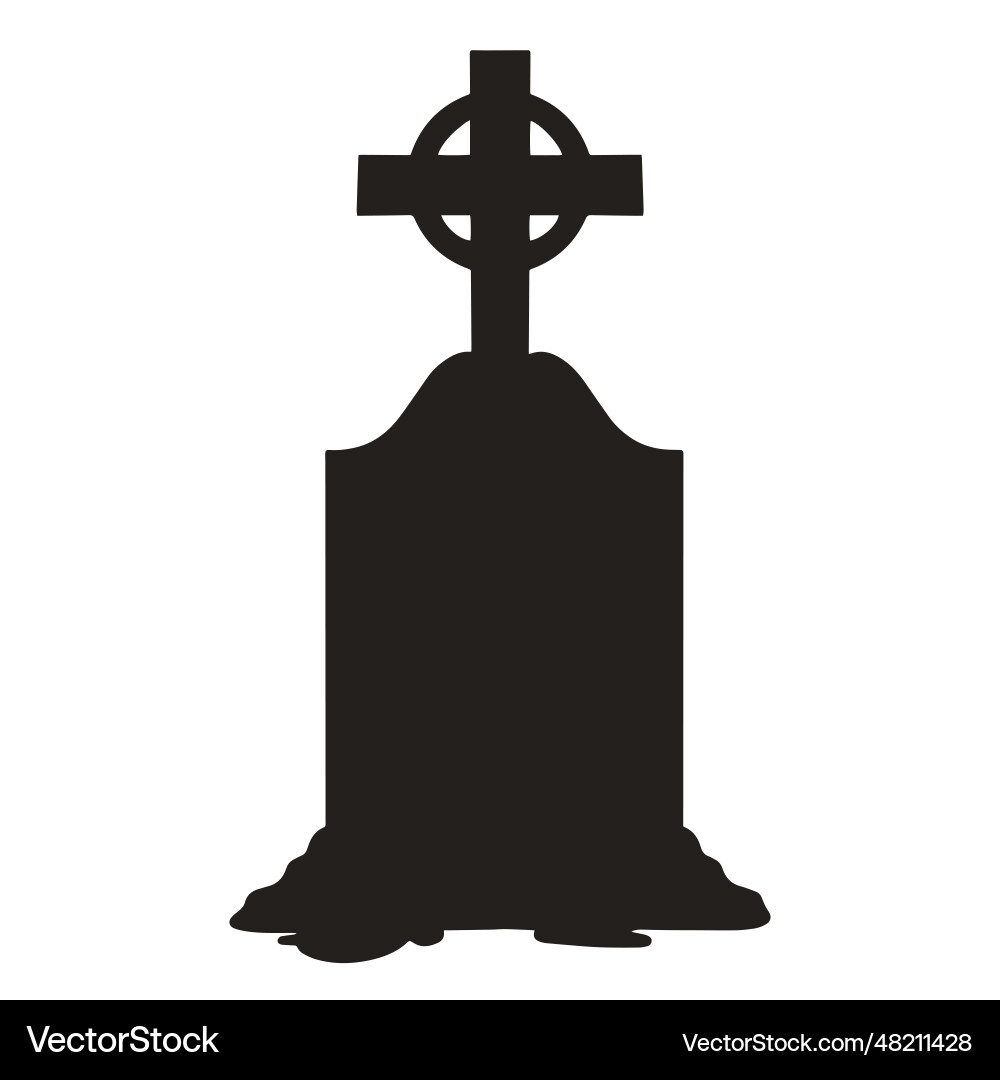 Friedhof Grabstein Silhouette Aufkleber monochrom Vektorbild