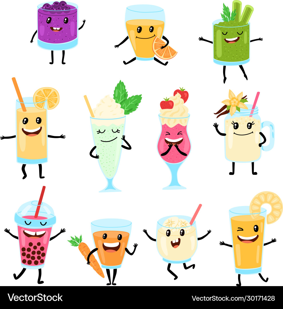 Character drink with face on comic drinking Vector Image