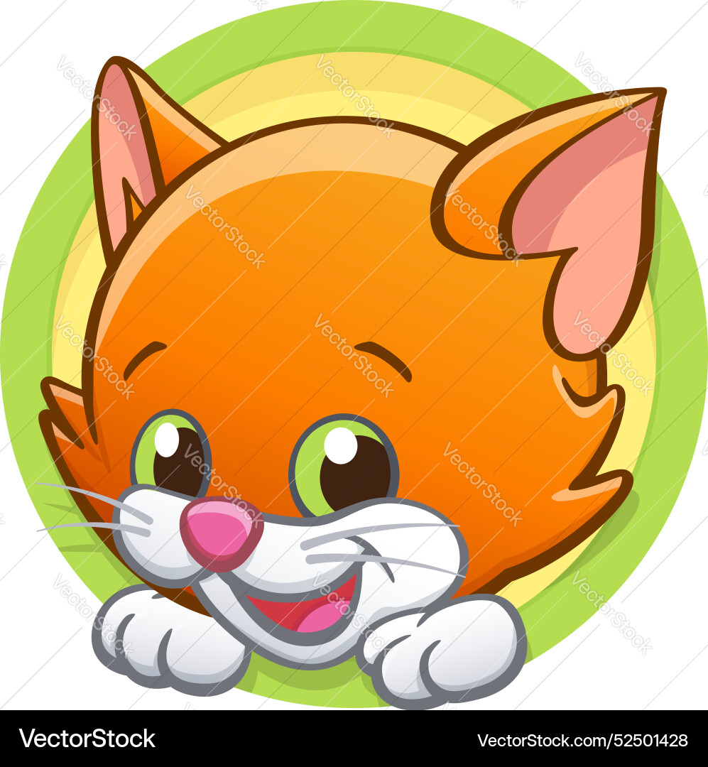 Cute kitten face poking though hole Royalty Free Vector