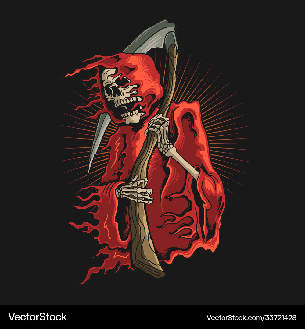 Grim reaper with scyth graphic Royalty Free Vector Image