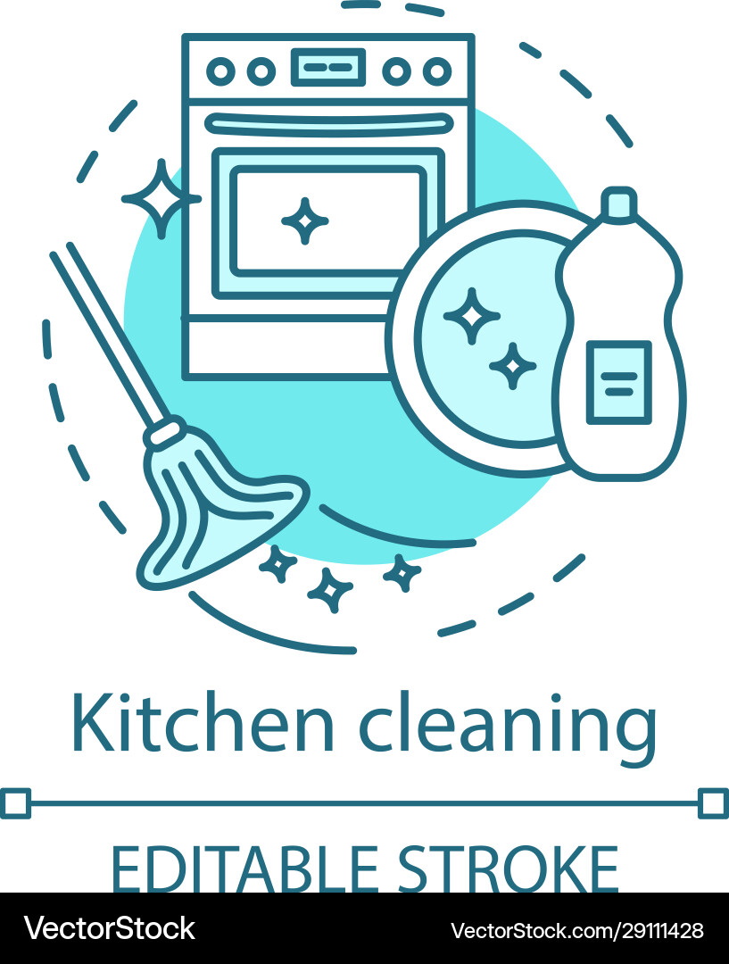 Kitchen cleaning concept icon Royalty Free Vector Image