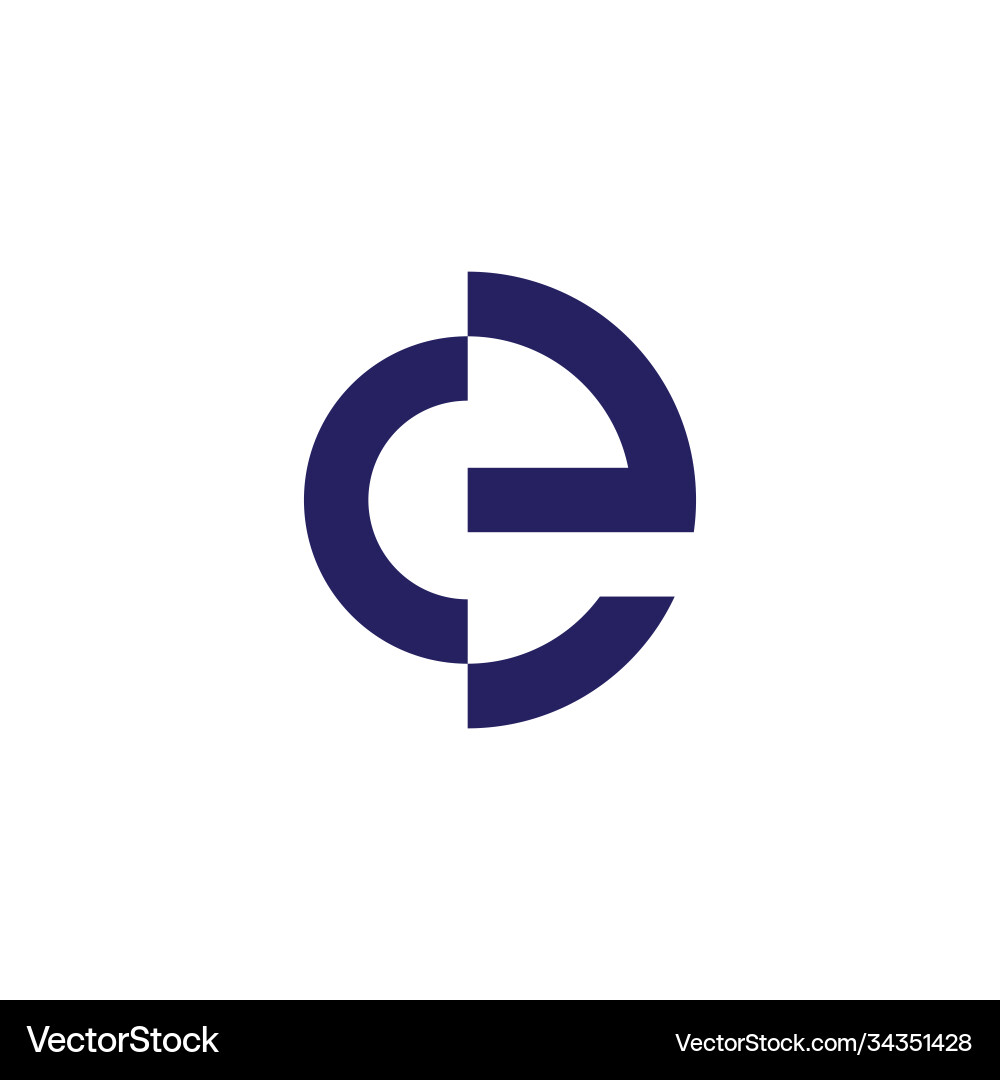 Letter ec simple circle cut line geometric logo Vector Image