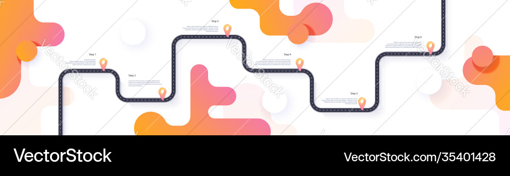 Road map and journey route infographics template Vector Image