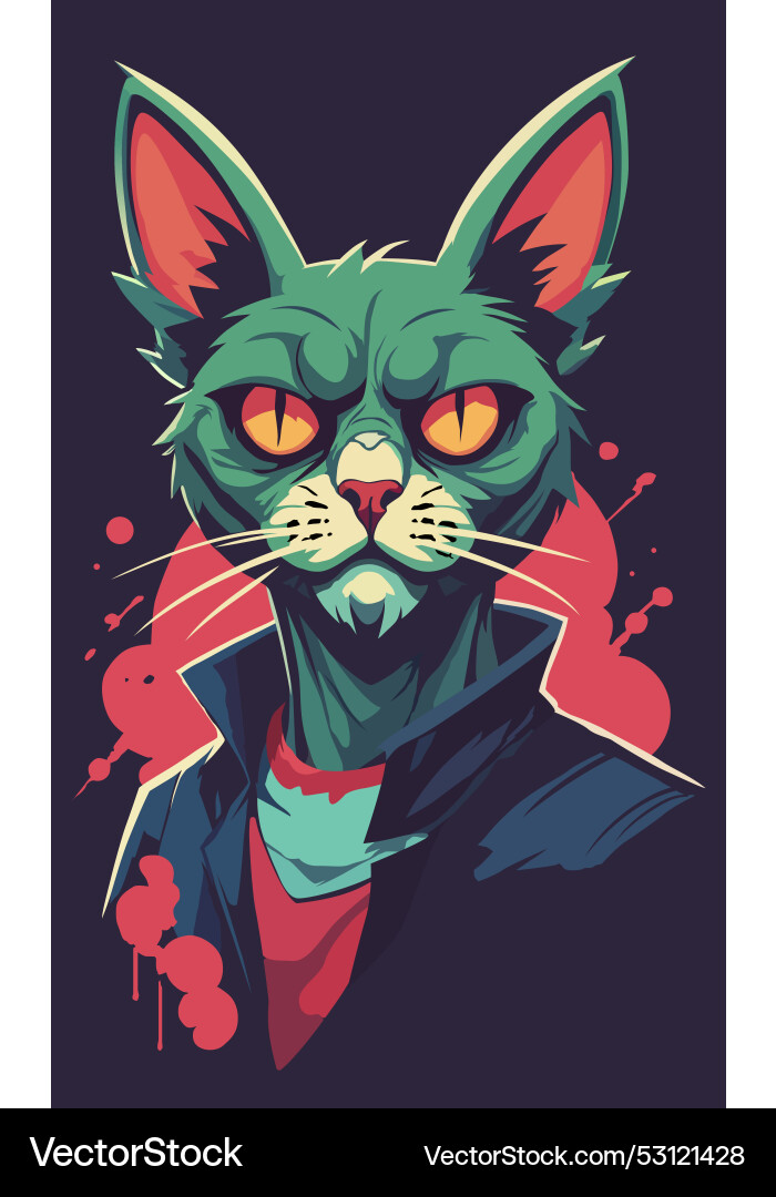 Scary cat Royalty Free Vector Image - VectorStock