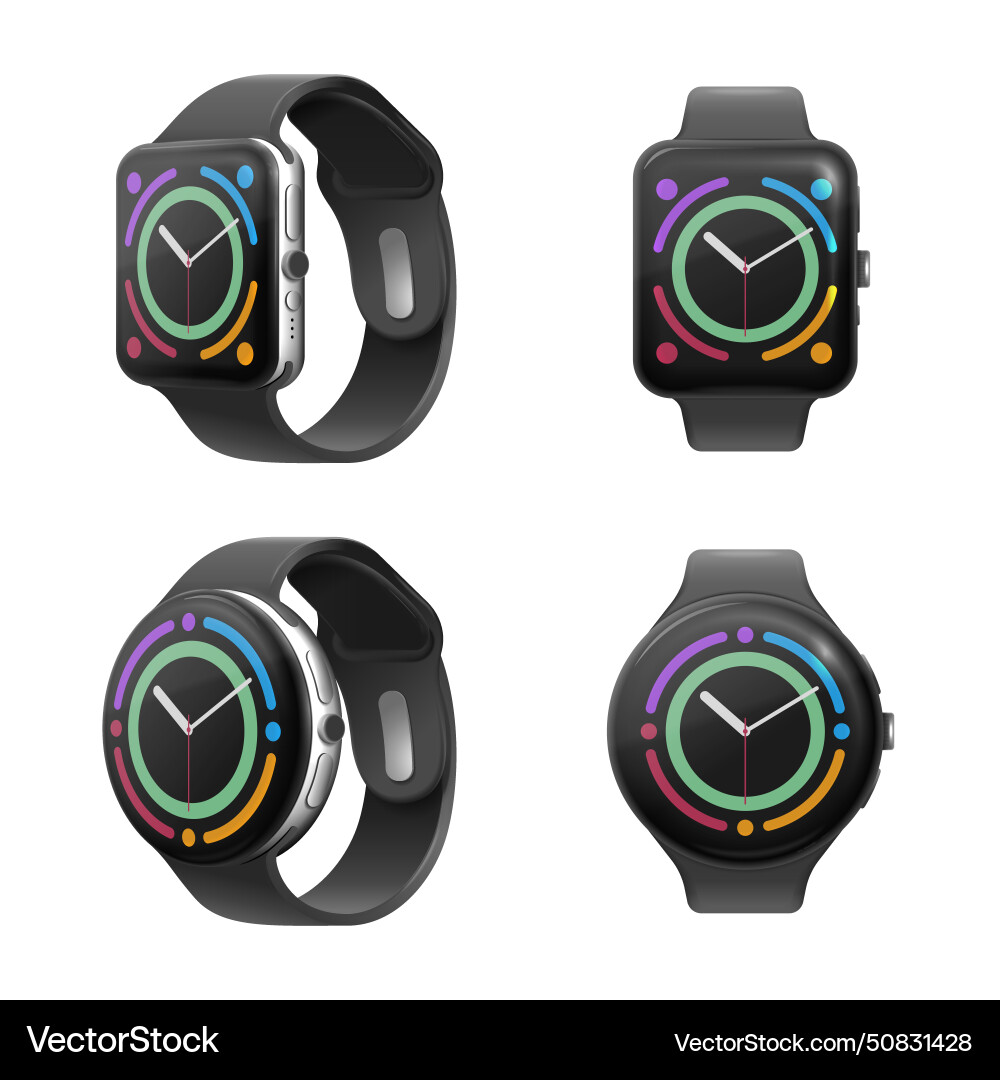 Smart watch realistic set Royalty Free Vector Image