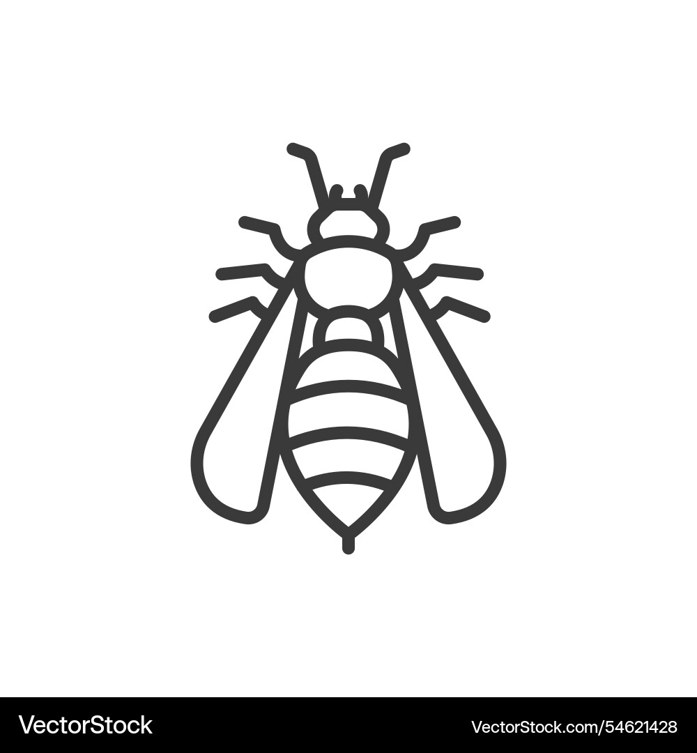 Wasp-Symbol im Liniendesign Insekten-Stingflügel Vektorbild