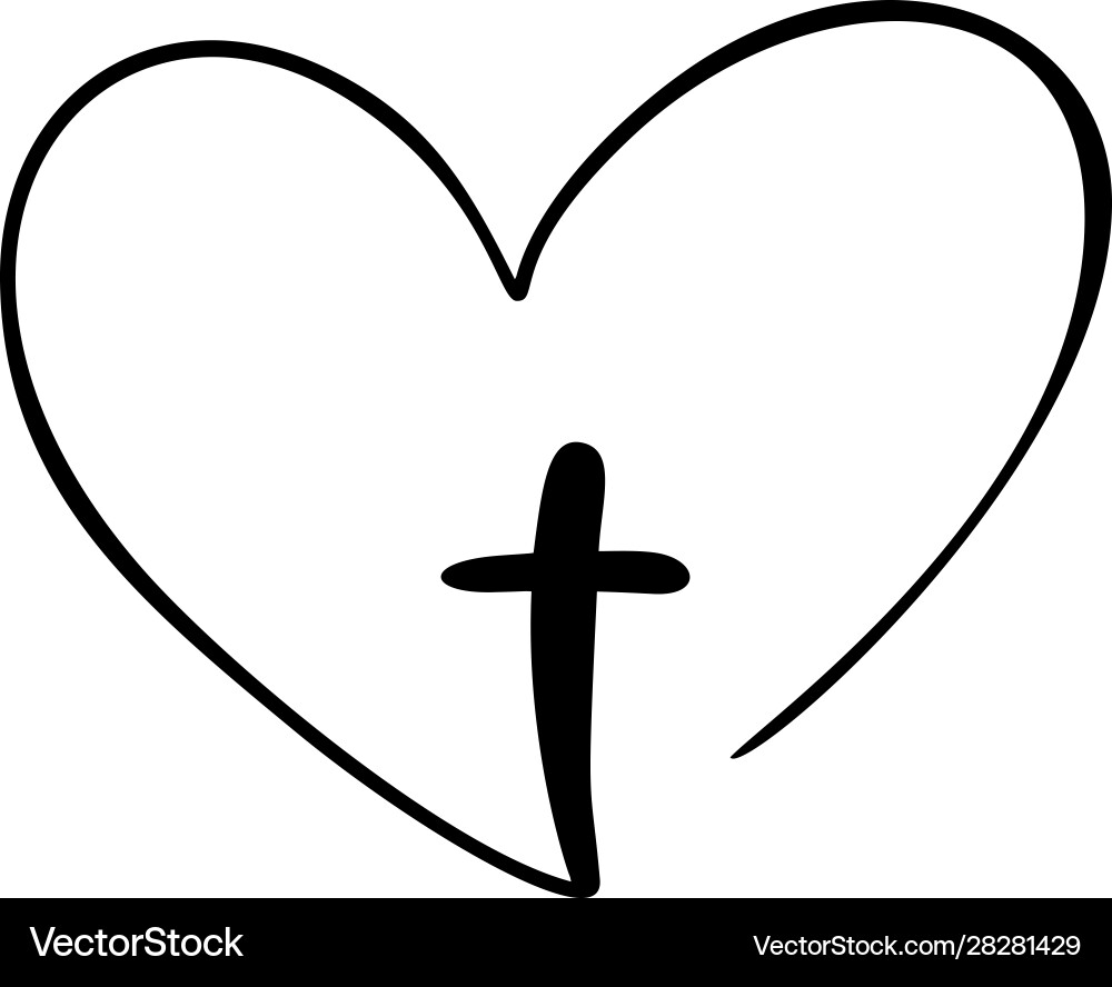 Christian Heart with Cross Symbol Royalty Free Vector Image