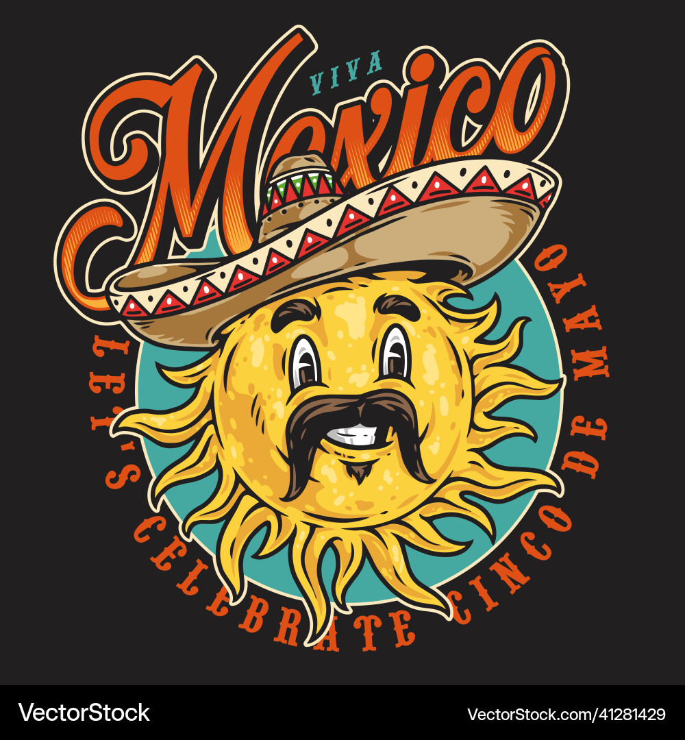 Cinco de Mayo Sun Badge Royalty Free Vector Image