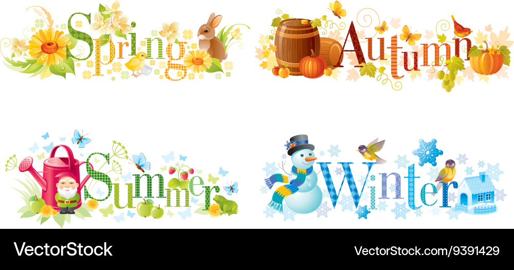 Four Seasons Calendar Icons Royalty Free Vector Image