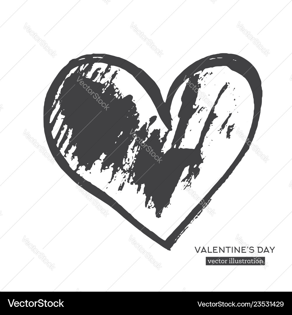 Hand drawn calligraphy heart isolated on white Vector Image