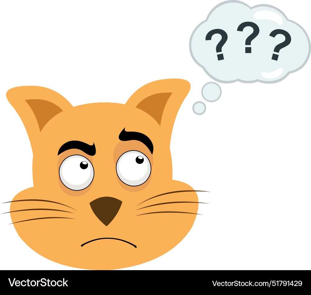 Head cat thought cloud questions Royalty Free Vector Image