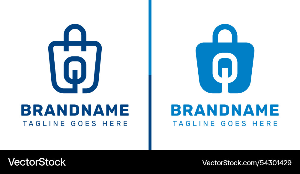 Letter q shopping bag logo set symbolizing Vector Image