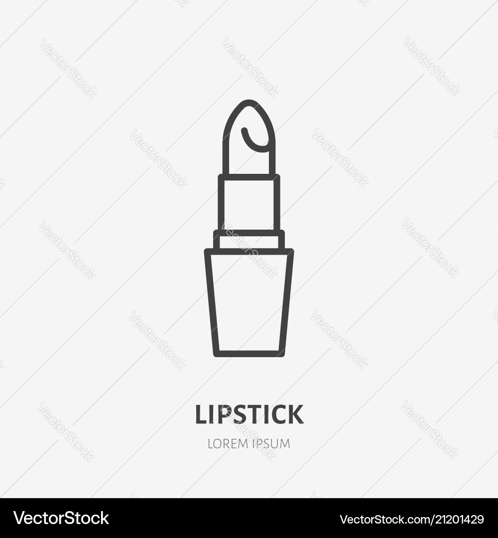 Lipstick Line Icon - Cosmetic Sign Royalty Free Vector Image