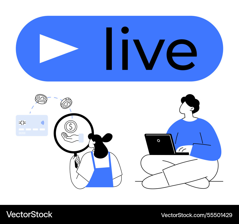 Live streaming session with financial analysis Vector Image