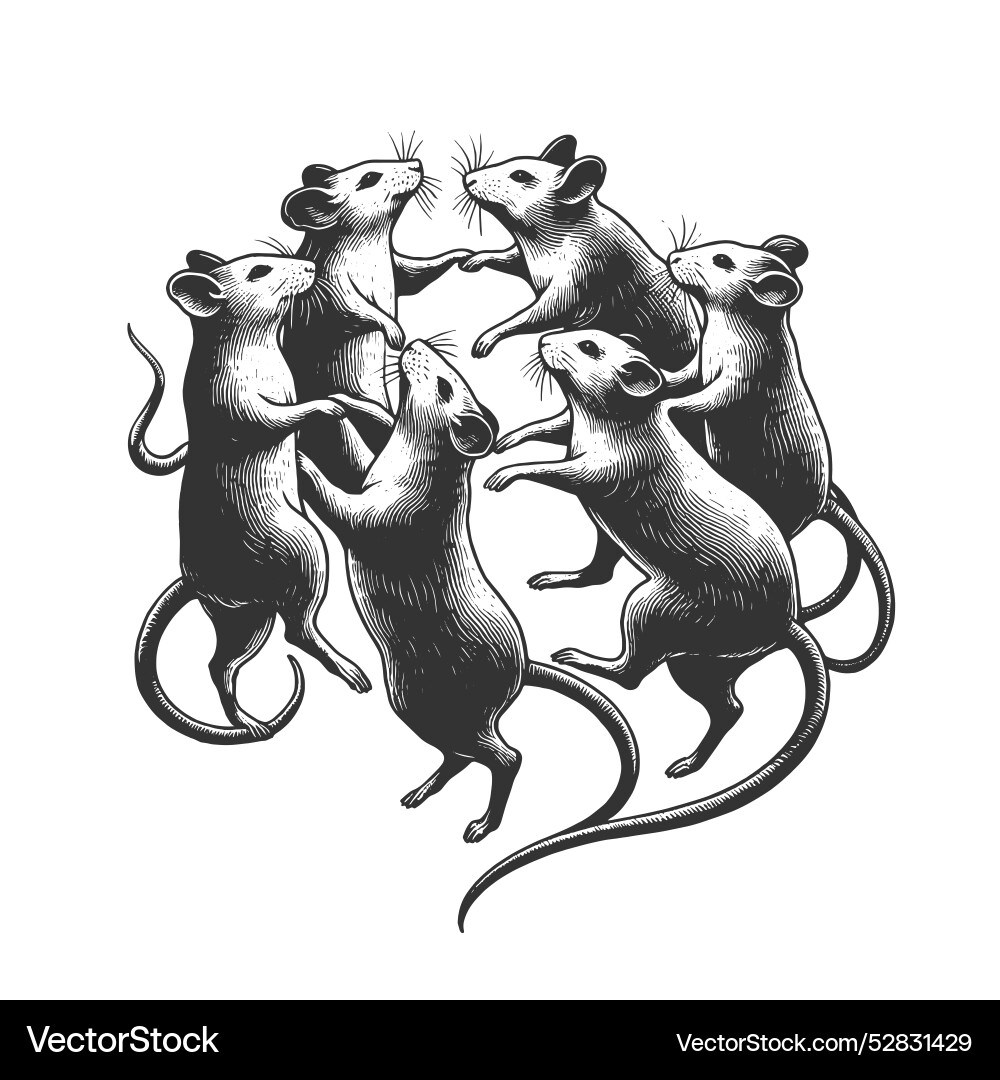 Mice dancing in a circle Royalty Free Vector Image