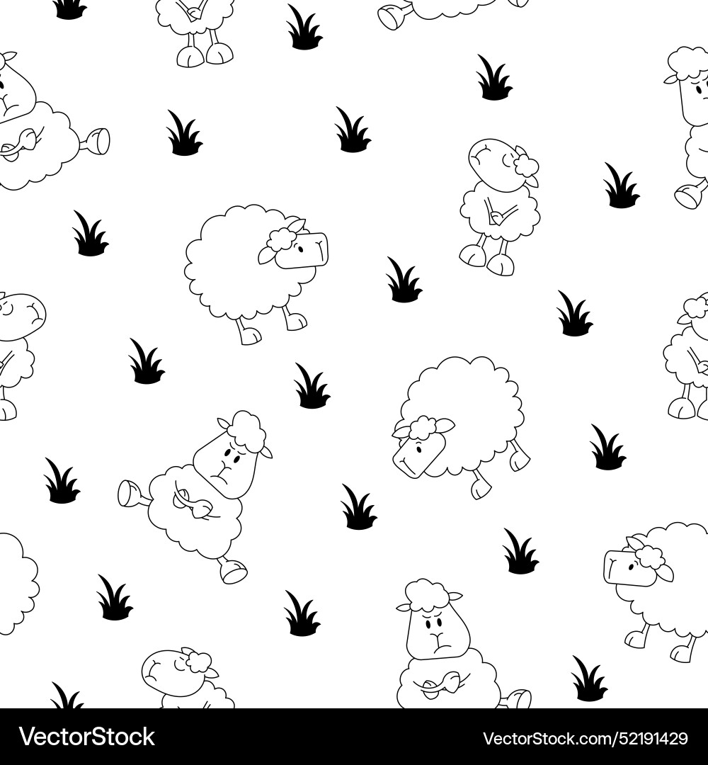 Sheep character cartoon seamless pattern Vector Image