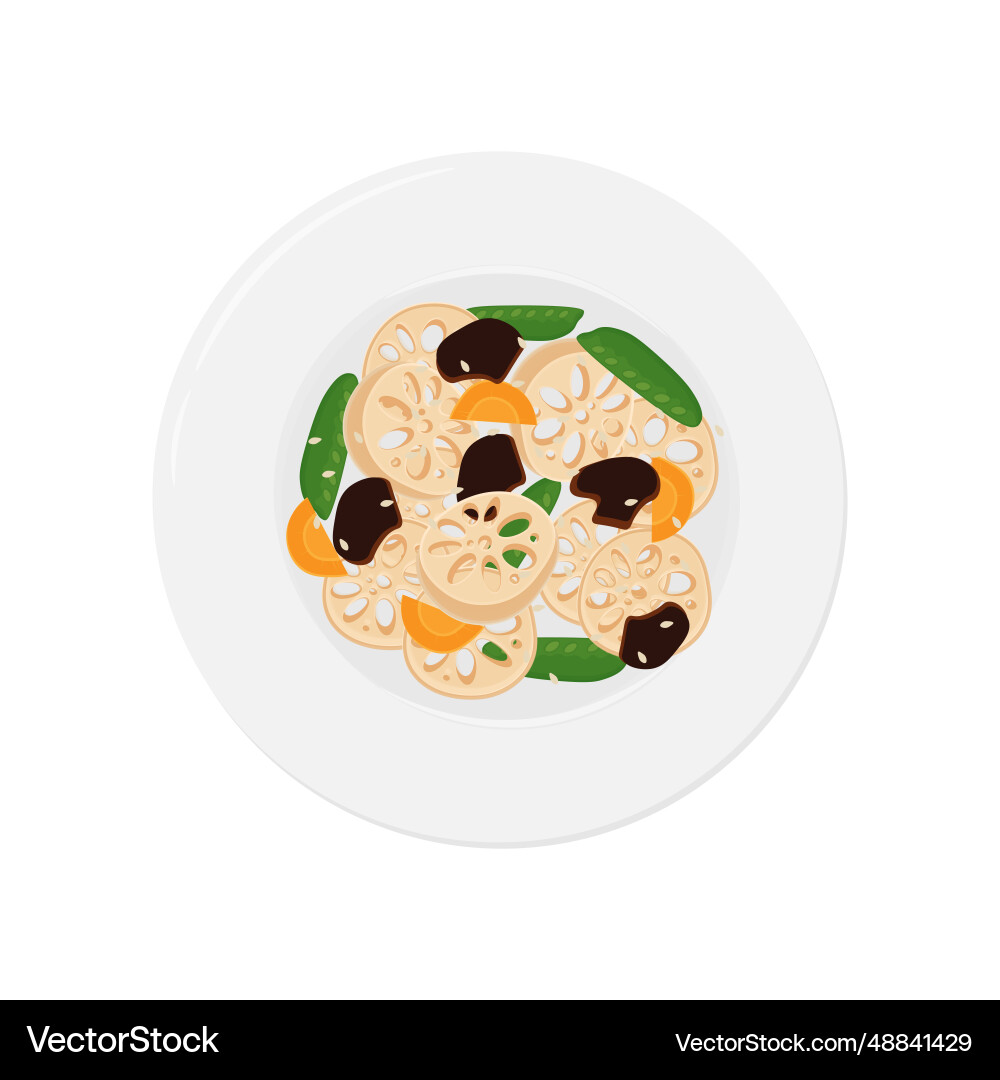 Stir fried lotus root Royalty Free Vector Image