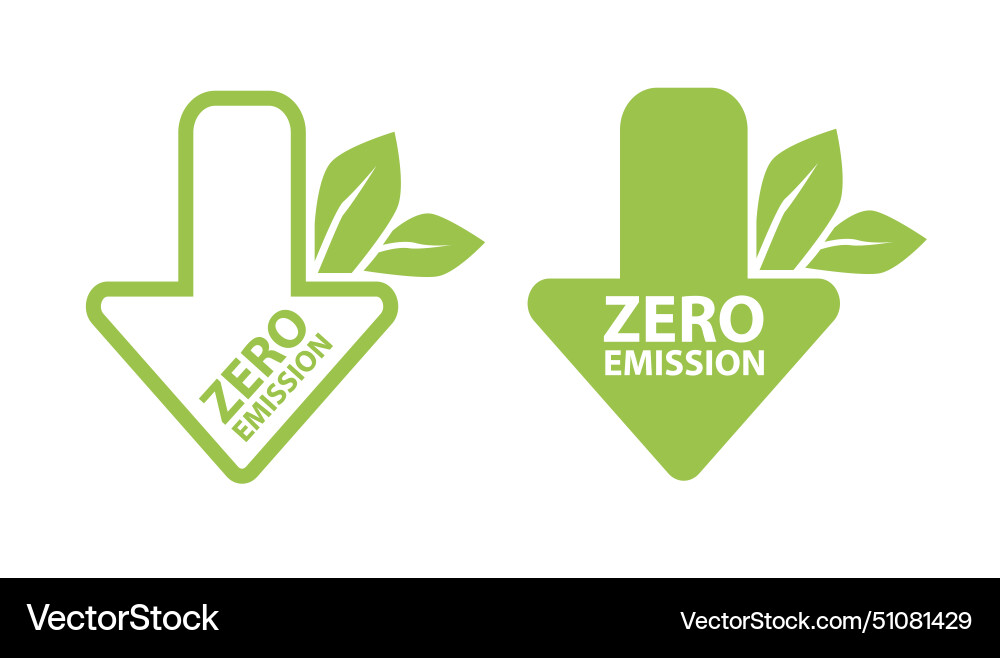 Zero emission net label stamp design leaves Vector Image