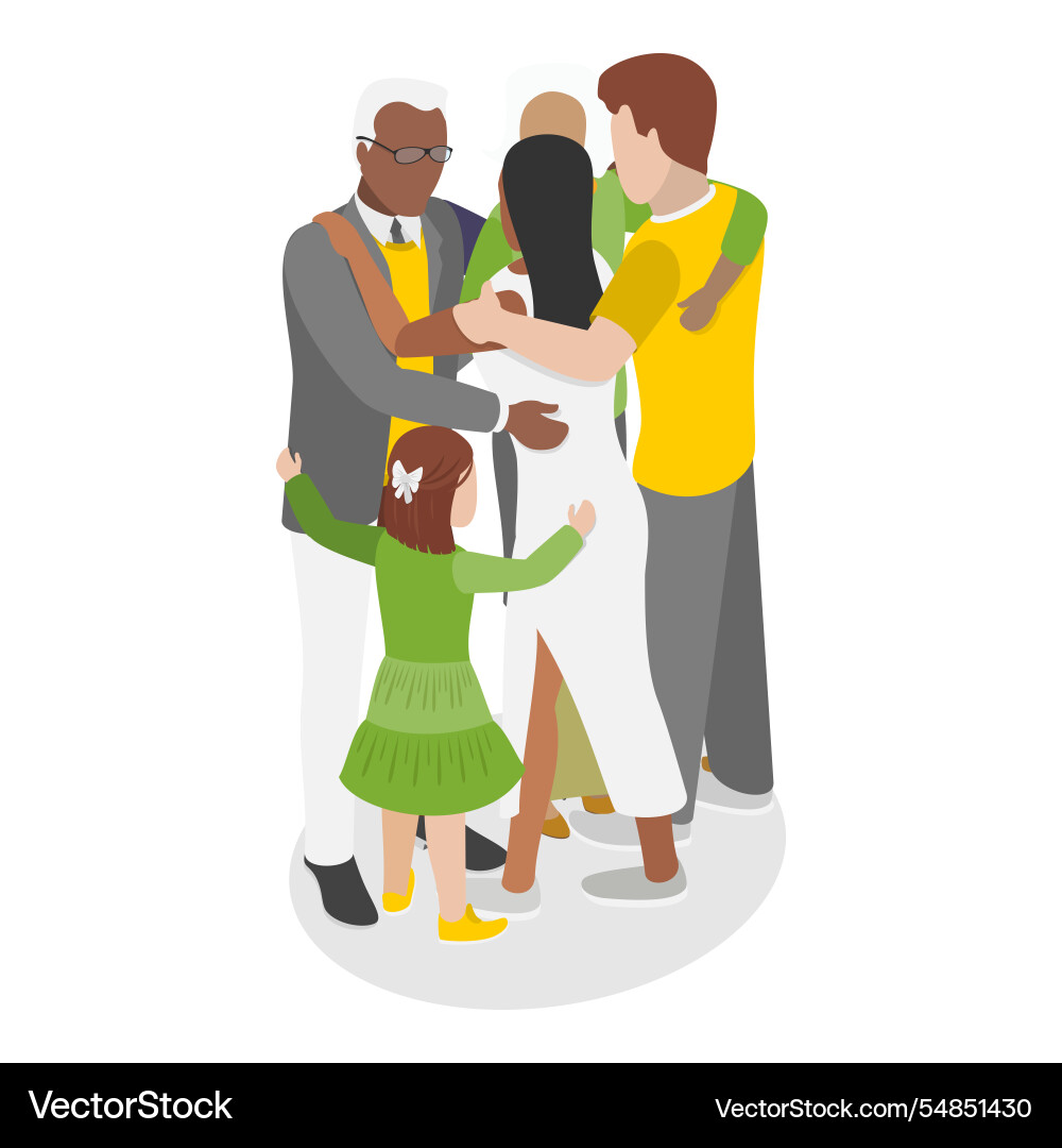 3d isometric flat of family Royalty Free Vector Image