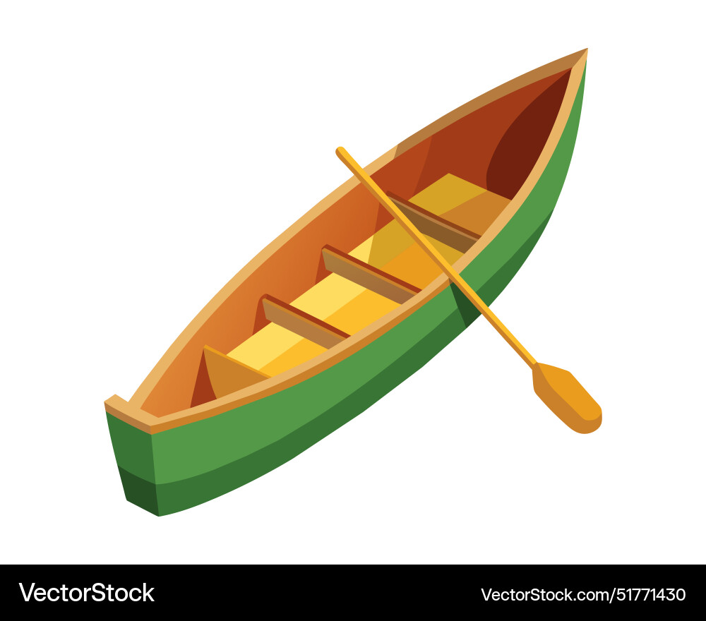Canoe 3d shape isolated flat on white background Vector Image