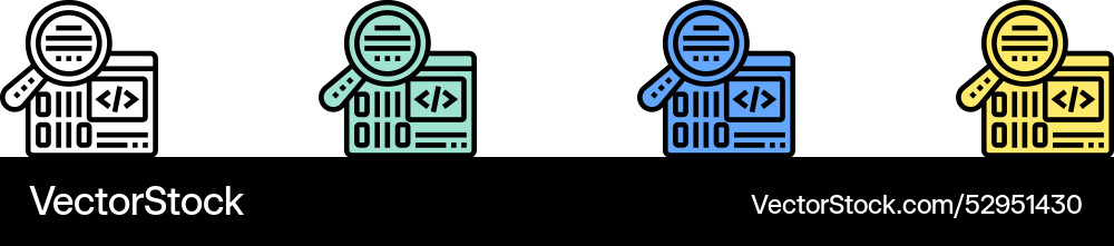 Coding icon outline green blue and yellow style Vector Image