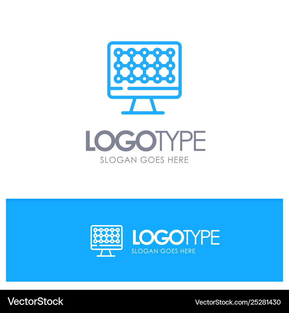Computer technology hardware blue outline logo Vector Image