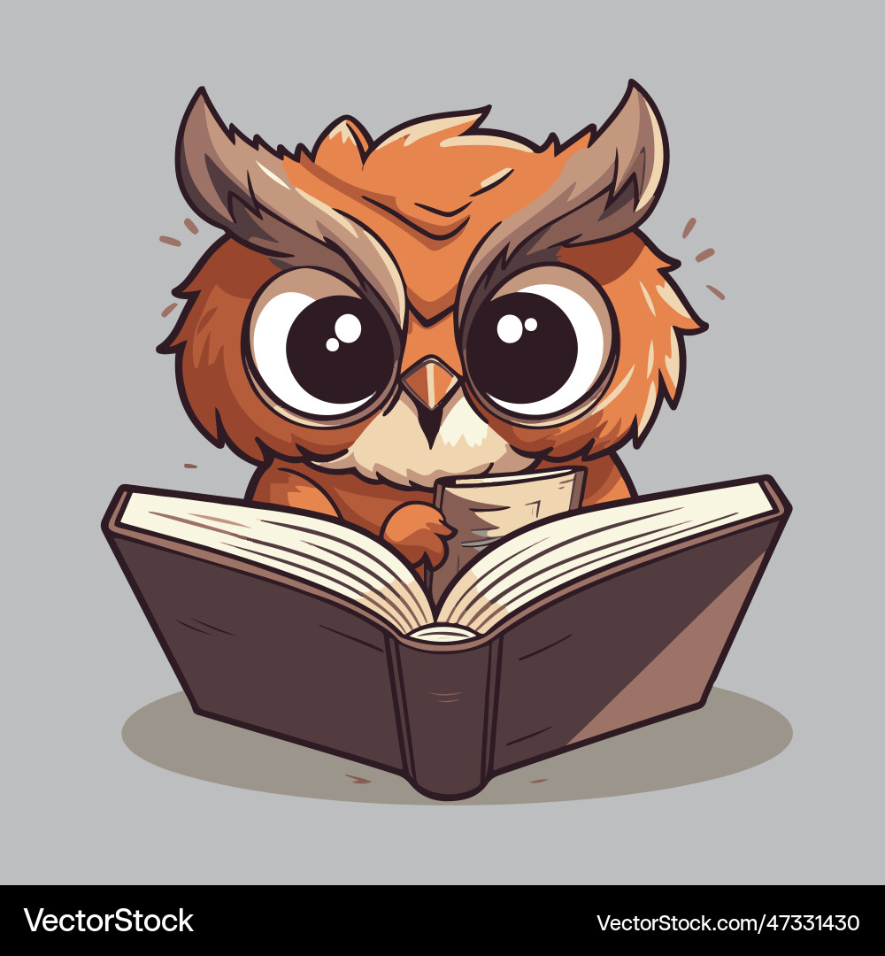 Cute owl reading a book Royalty Free Vector Image