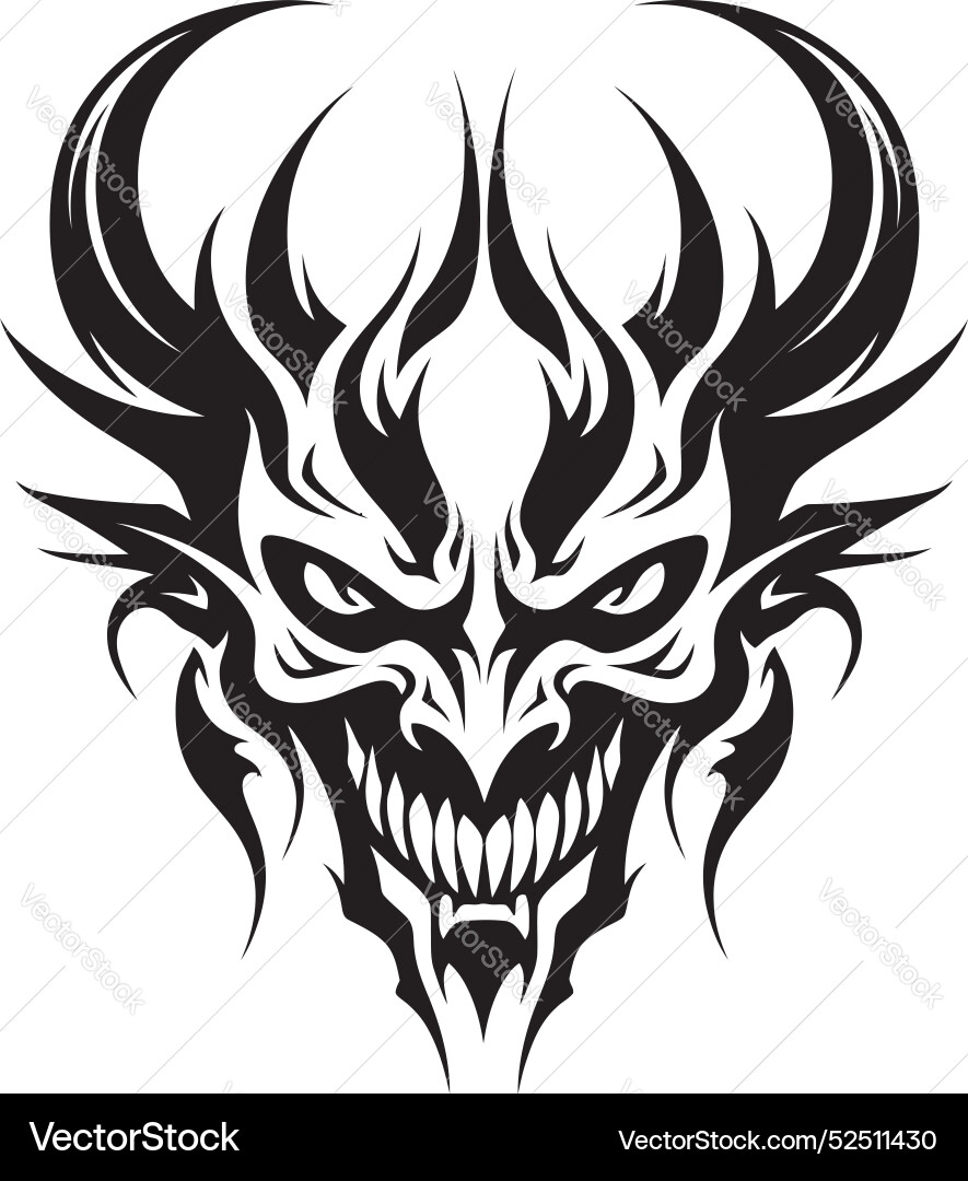 Dark dominion evil devilhead icon in ebony Vector Image