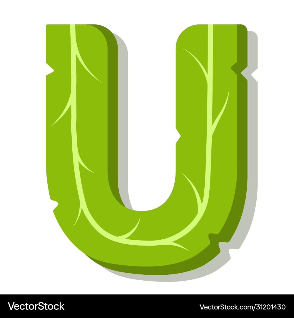 Letter u green leaves summer alphabet – Royalty-Free Vector | VectorStock
