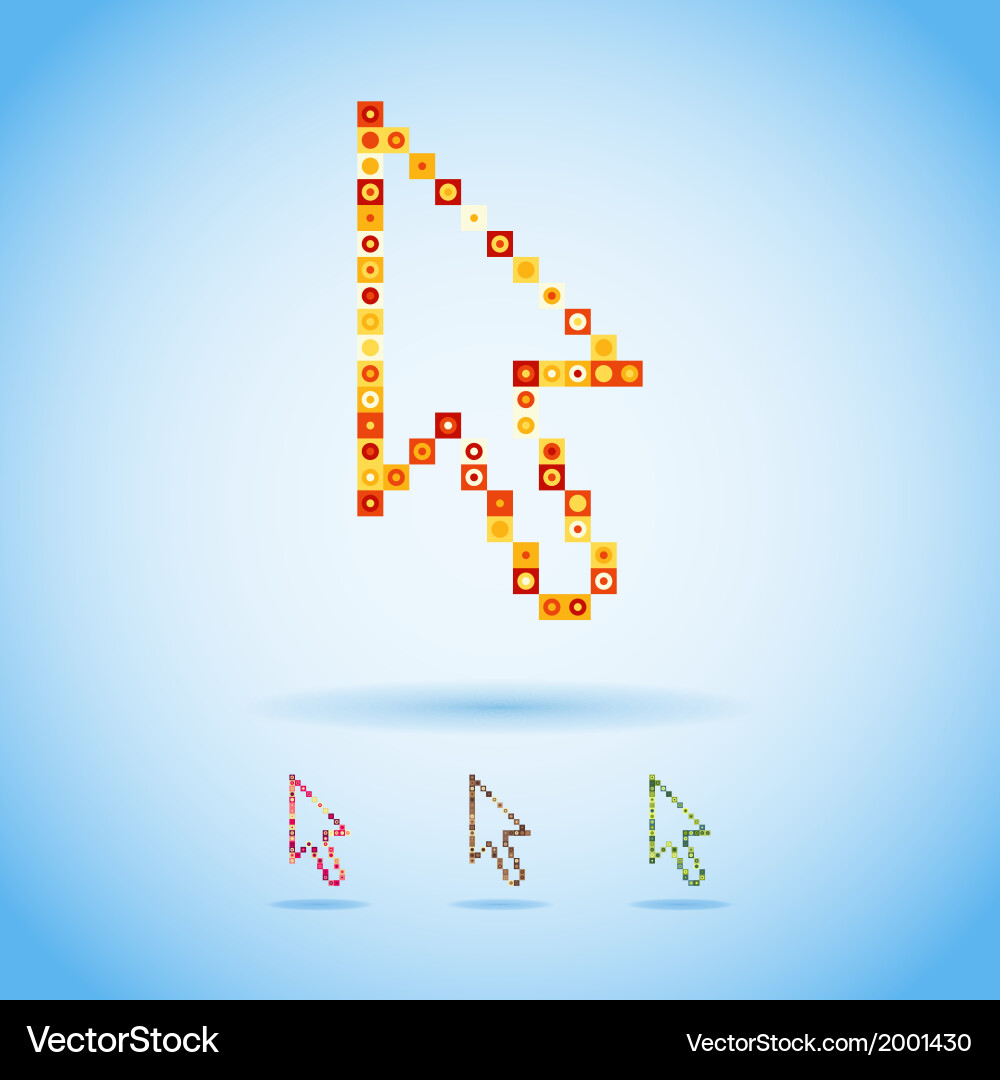 Multicolor arrow cursor in pixel style Royalty Free Vector