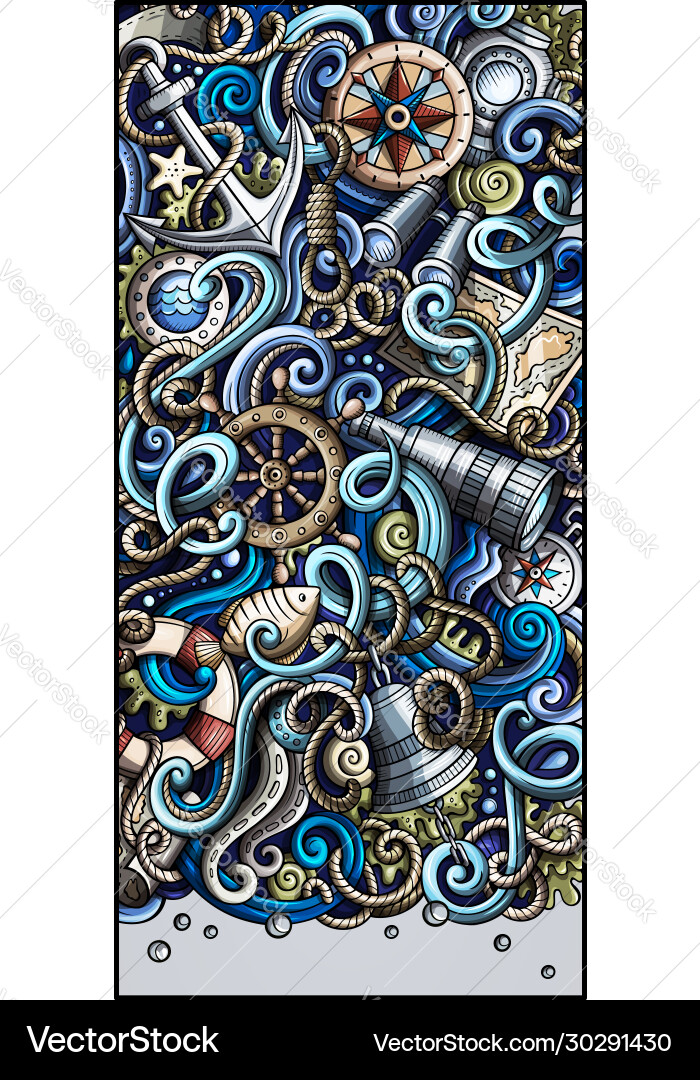 Nautical hand drawn doodle banner cartoon Vector Image