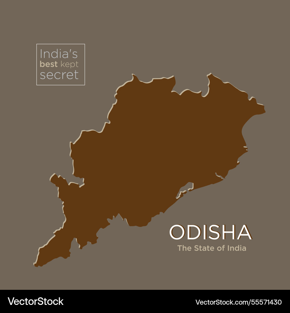 Odisha state map silhouette Royalty Free Vector Image