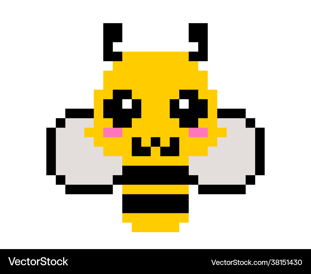 Pixel bee image for game assets Royalty Free Vector Image