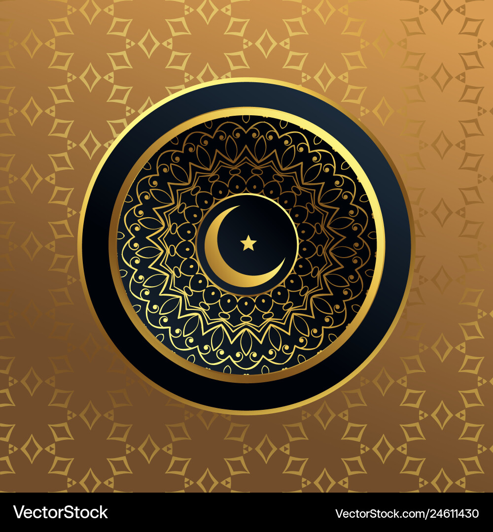 Premium islamischer Mond und Stern goldenen Hintergrund