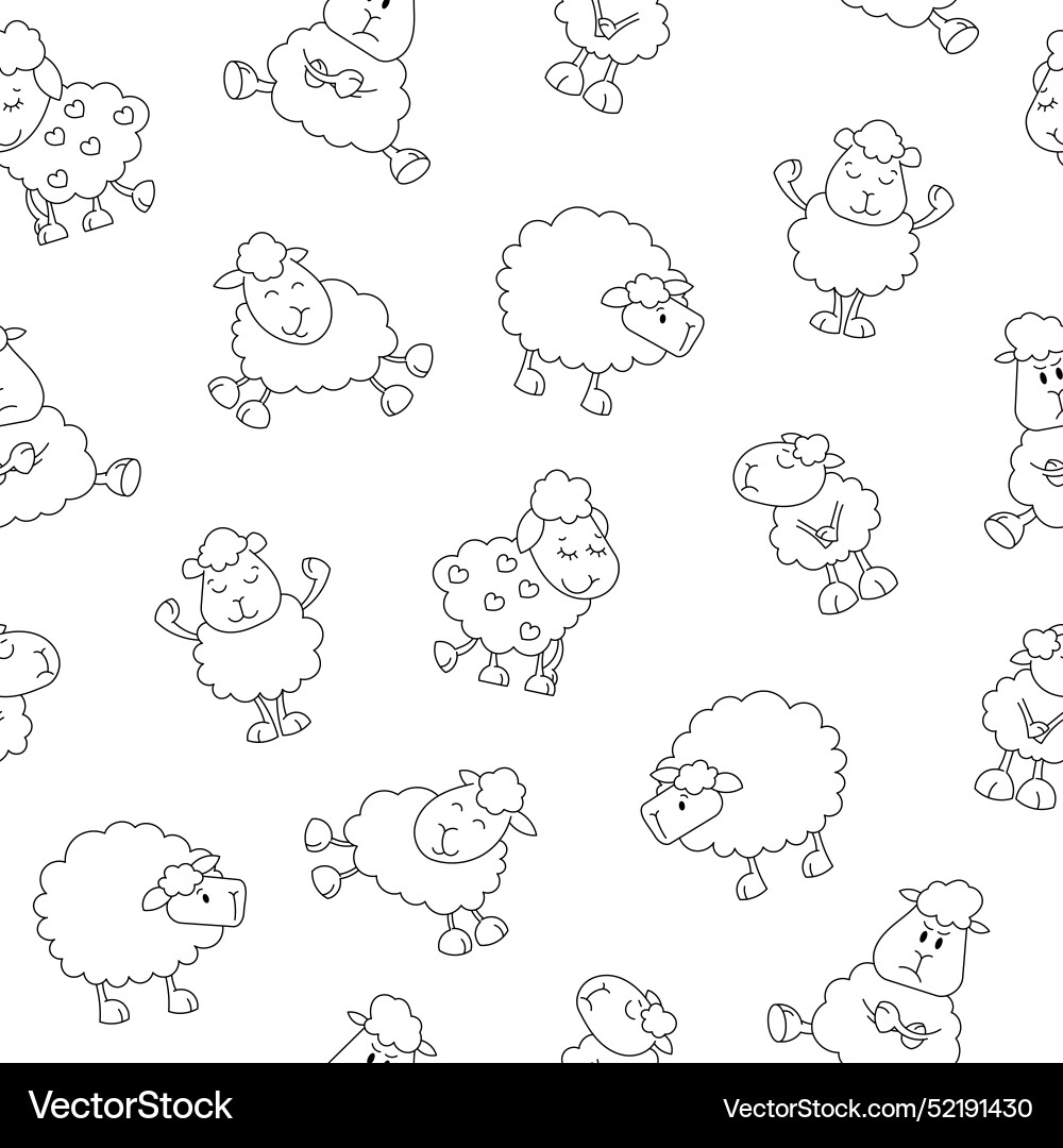 Sheep character cartoon seamless pattern Vector Image