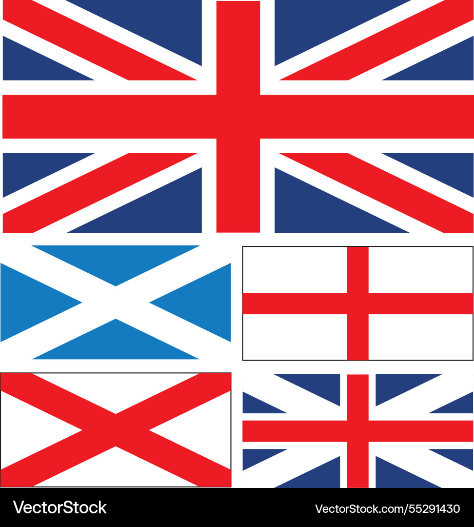 Uk flags Royalty Free Vector Image - VectorStock