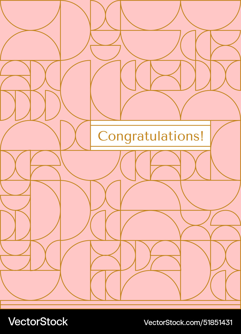 Art deco congratulations postcard Royalty Free Vector Image