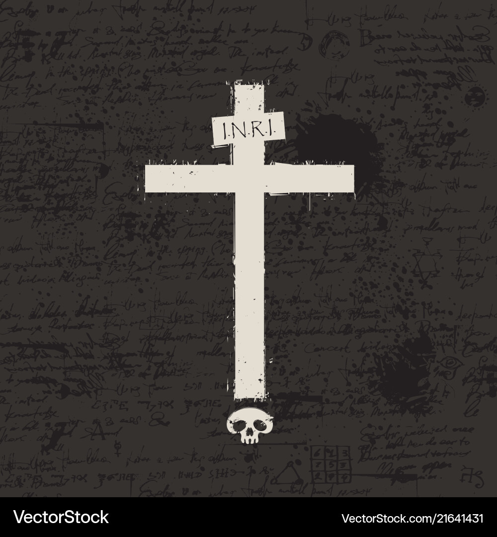 Banner with abstract cross and human skull Vector Image