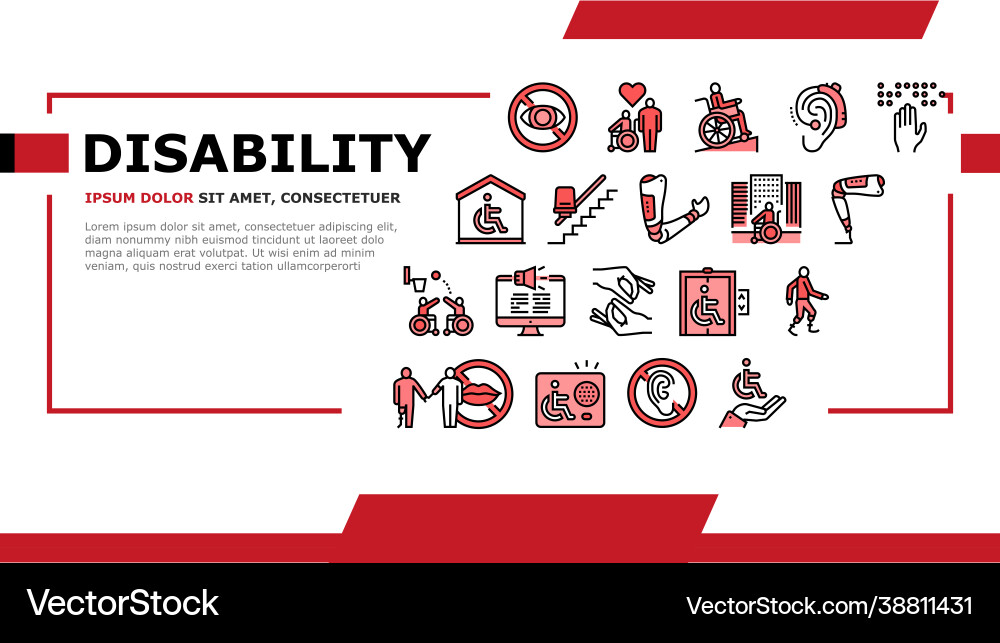 Disability Tech Accessibility Banner Royalty Free Vector