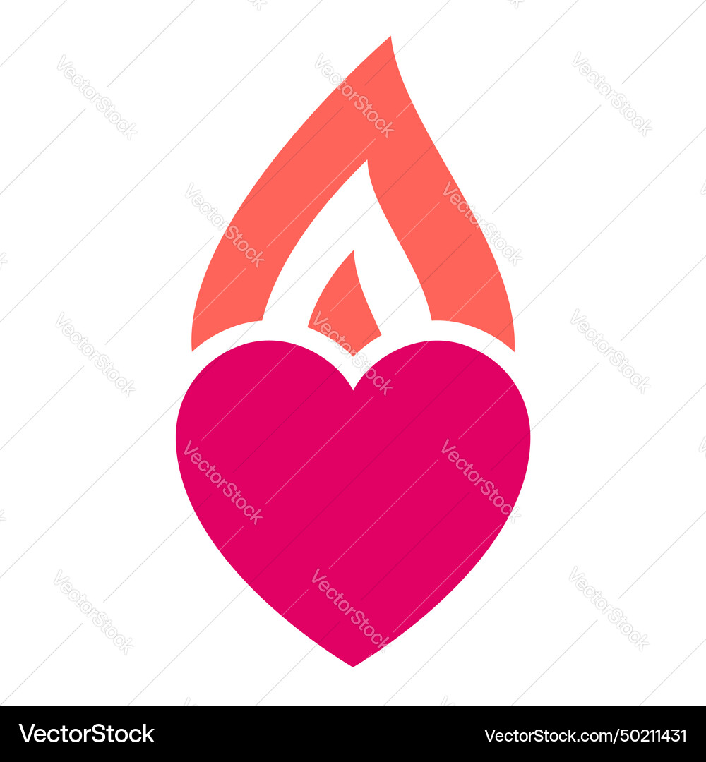 Fire flame icon hot heart symbol Royalty Free Vector Image