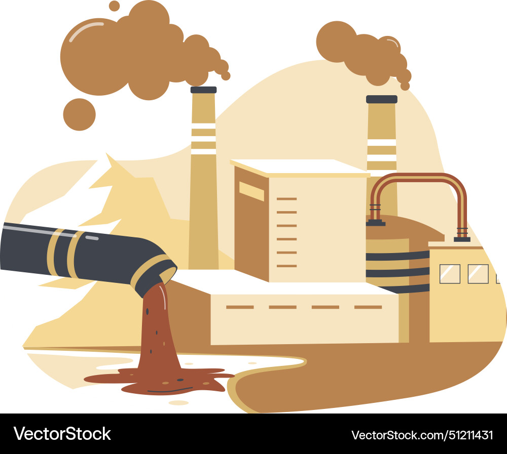 Flat design of water pollution from industri Vector Image