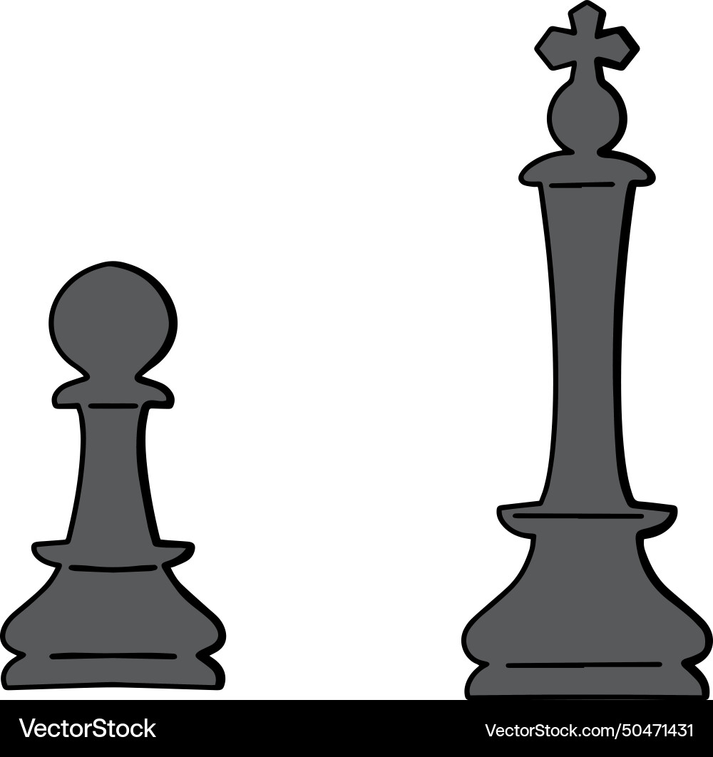 Hand drawn pawn and king isolated Royalty Free Vector Image