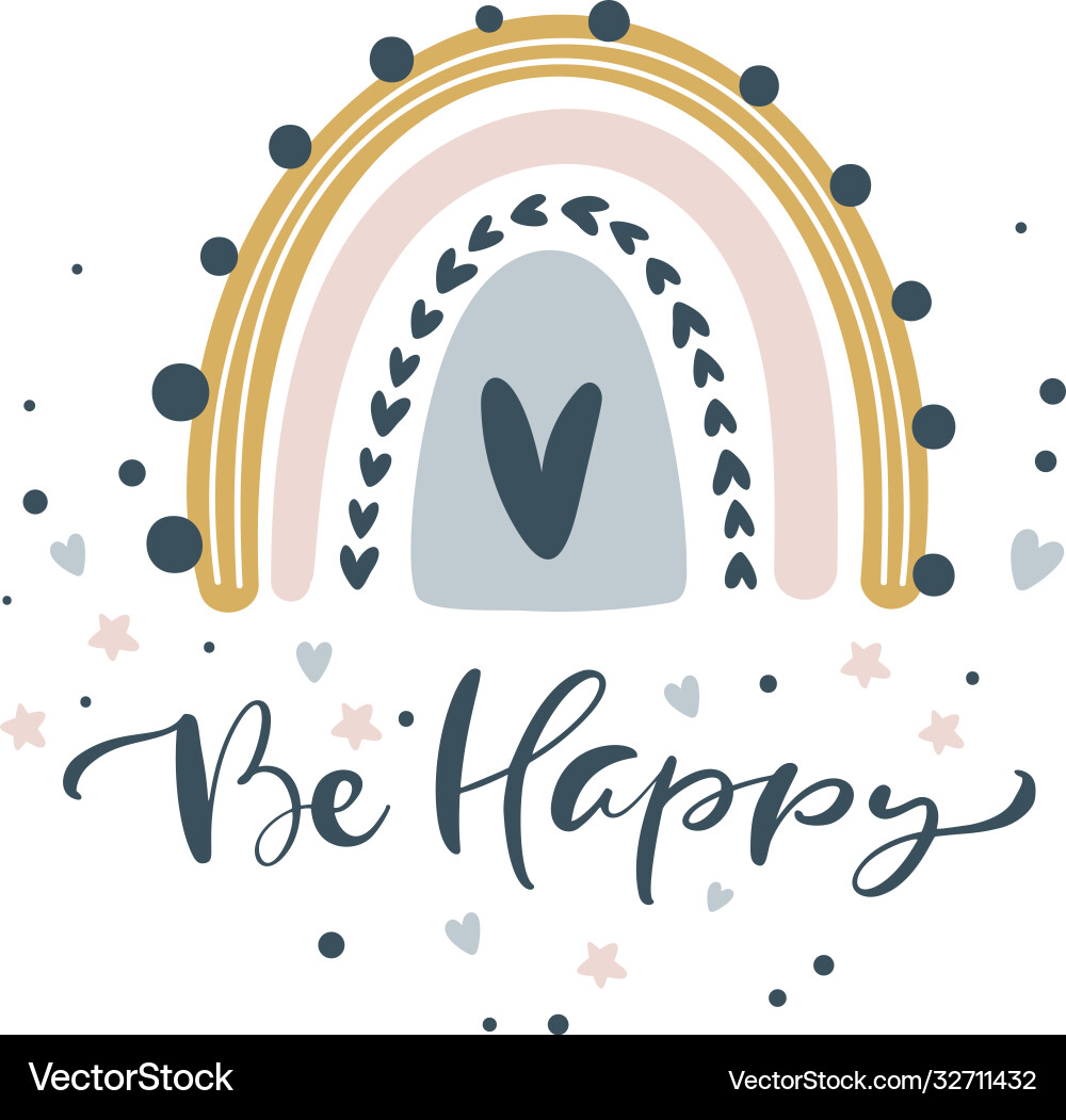 Be happy calligraphy lettering text Royalty Free Vector
